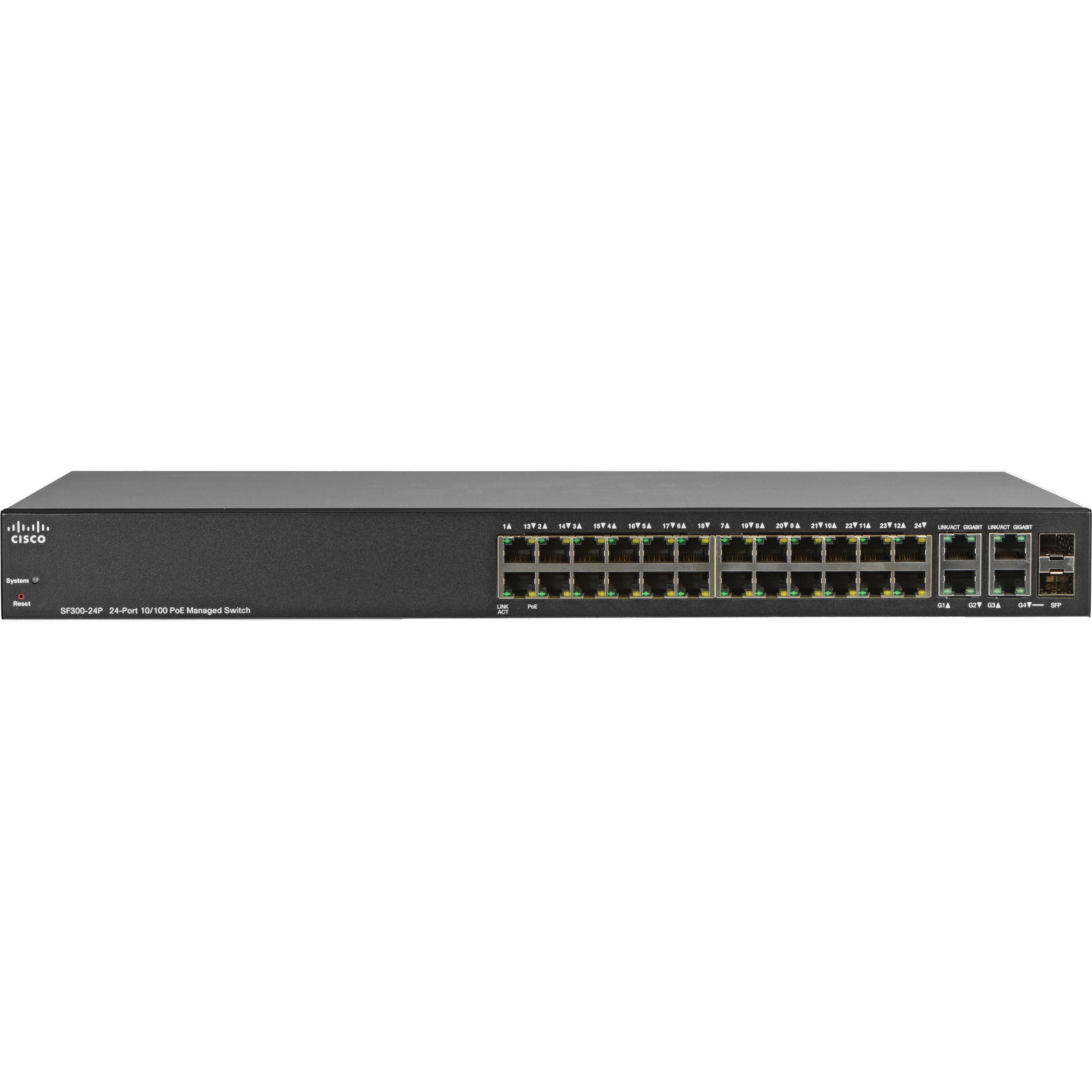 Cisco SF300-24PP 24-Port 10/100Mbps PoE+ Managed Switch With Gig ...