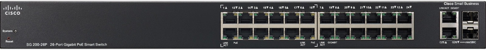 Cisco SG200-26P 26-Port Gigabit PoE Smart Switch (SLM2024PT-EU)